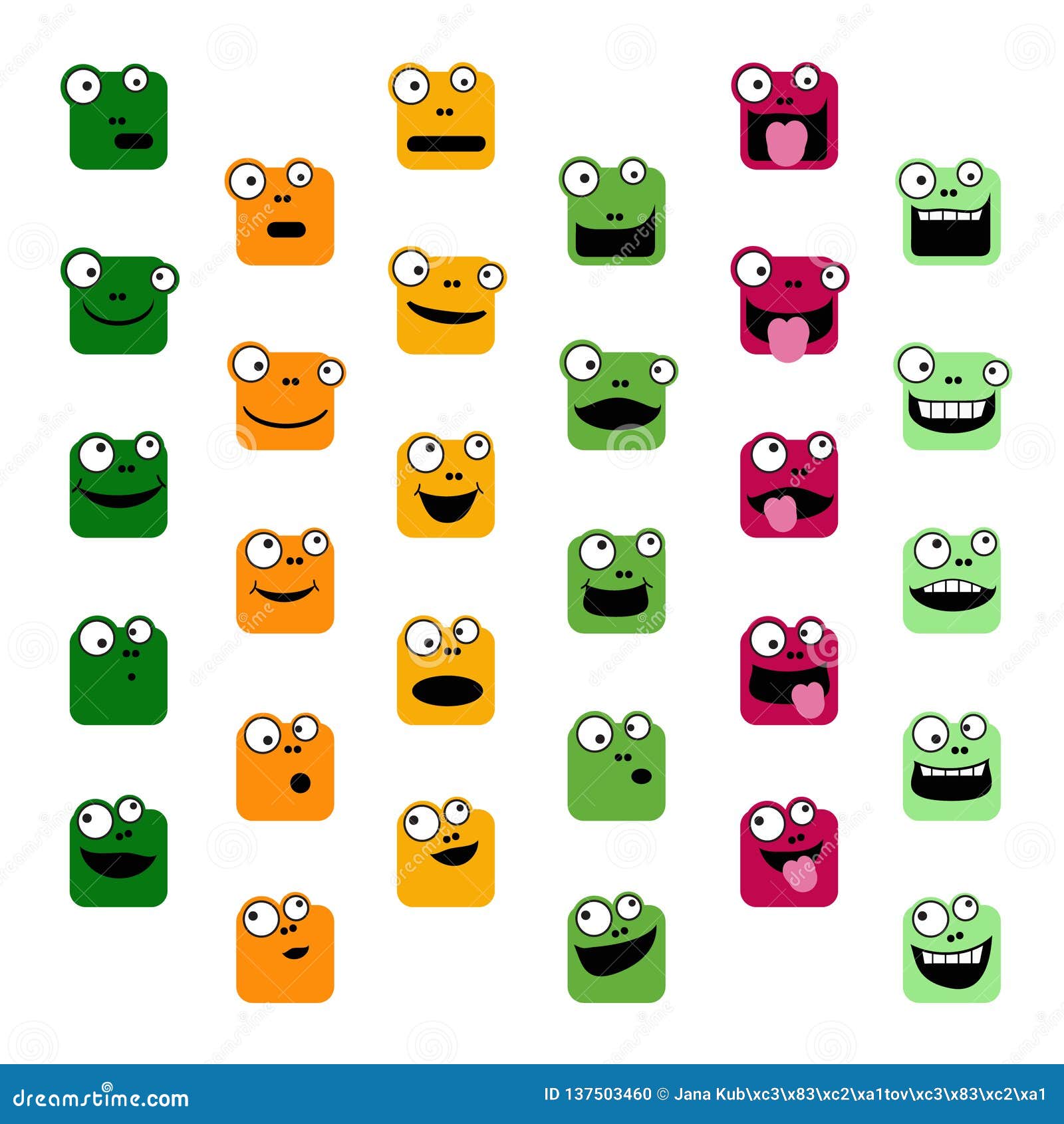 Frog emoticons set stock vector. Illustration of green - 137503460