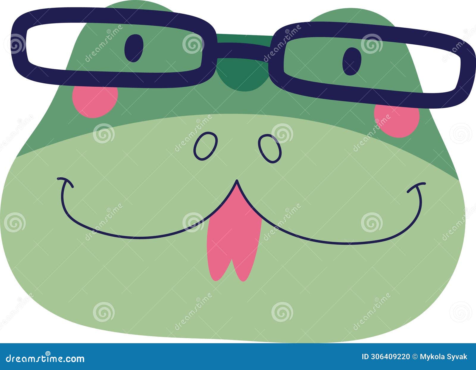 Frog Face with Glasses stock vector. Illustration of cool - 306409220