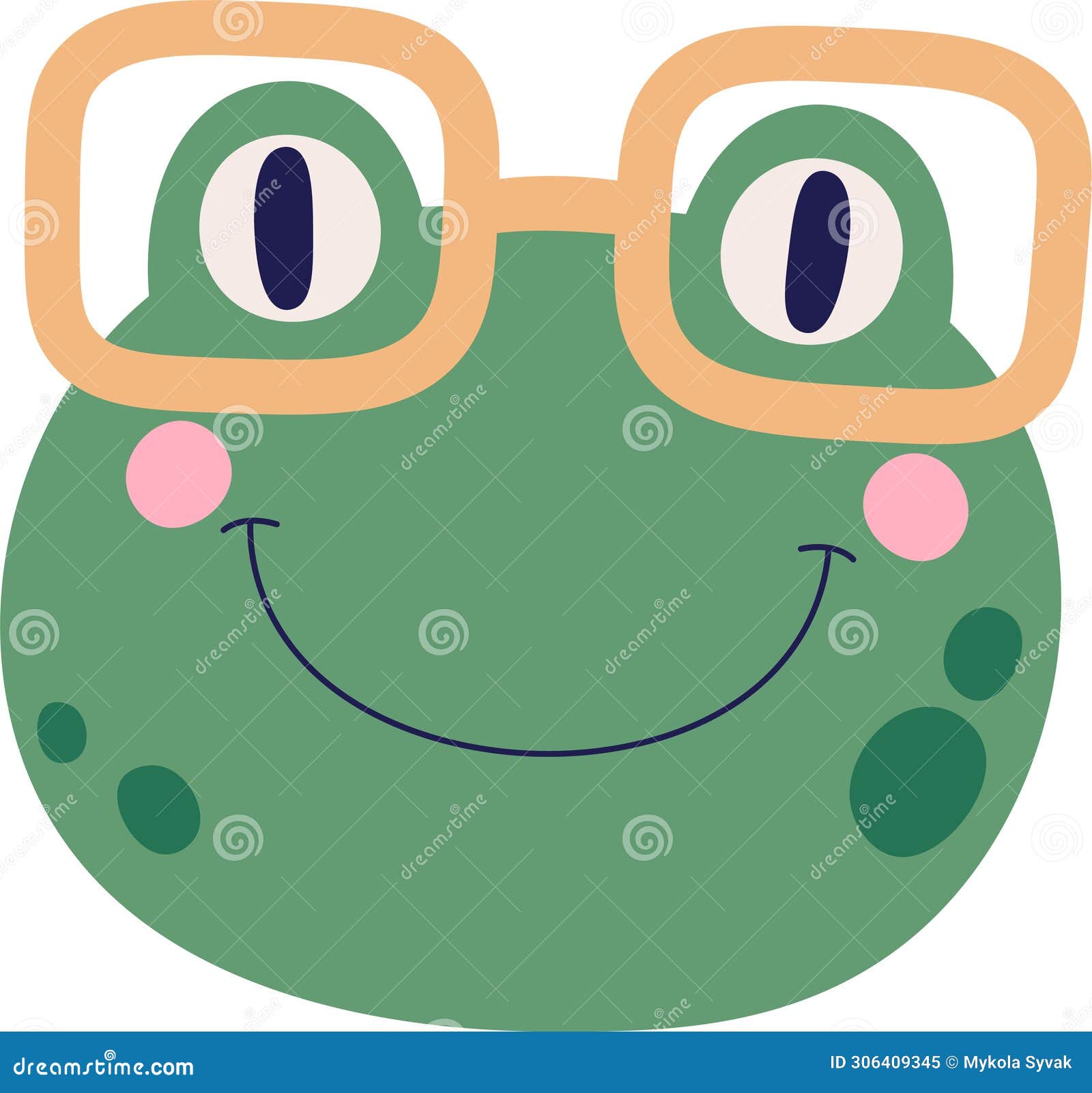Frog Face with Glasses stock vector. Illustration of party - 306409345