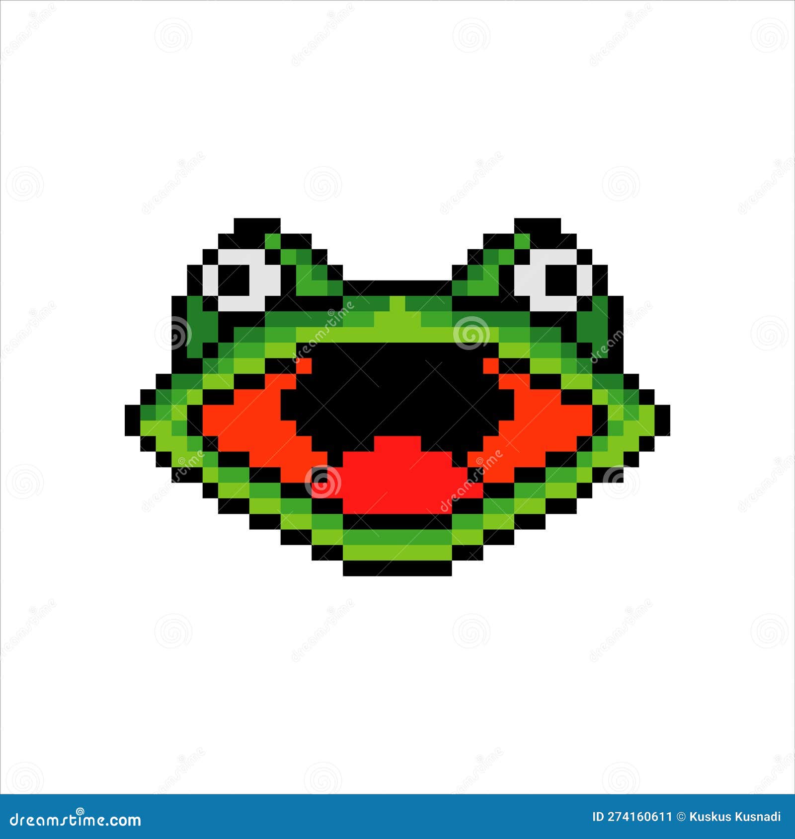 Frog Face Head with Pixel Art Stock Vector - Illustration of minimalism ...