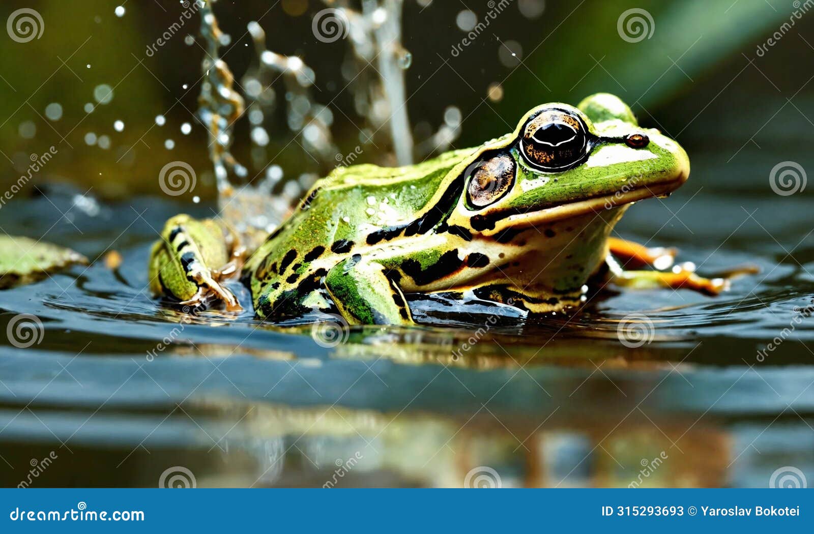 Frog Falls into Water with a Splash of Splashes Stock Illustration ...