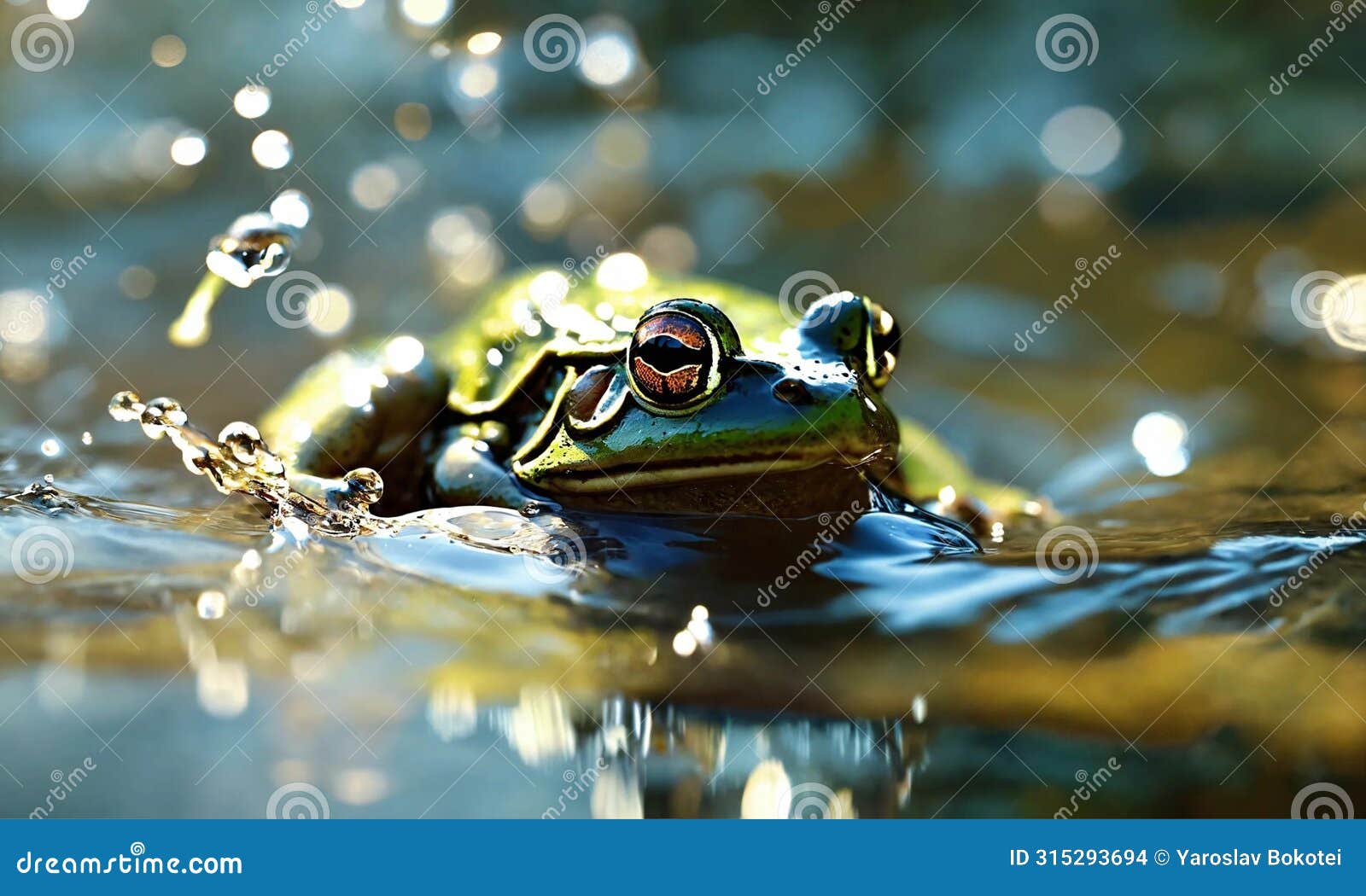 Frog Falls into Water with a Splash of Splashes Stock Illustration ...