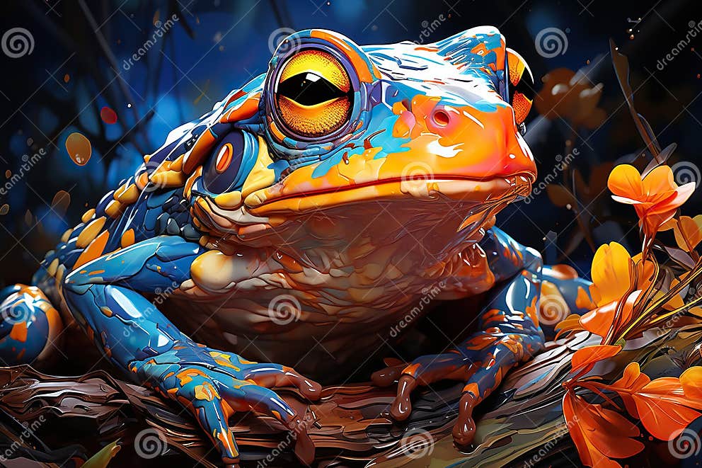 Frog in the Forest. 3d Rendering. Computer Digital Drawing. AI ...