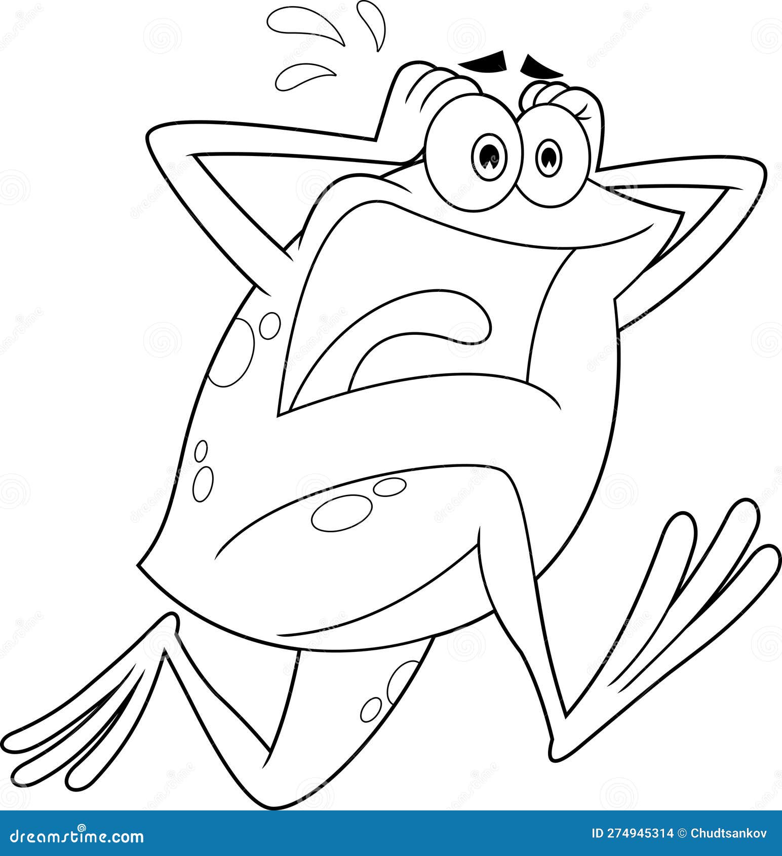 Outlined Scaring Frog Prince Cartoon Character Running Vector ...