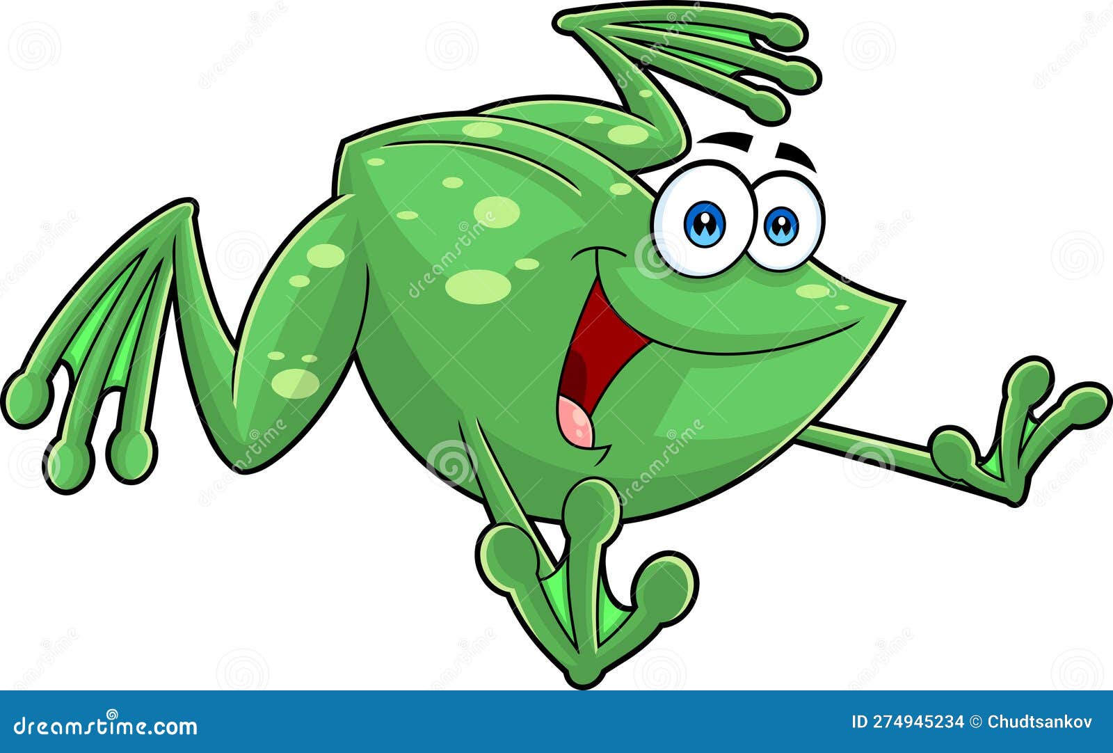 Cute Frog Cartoon Mascot Character Jumping Stock Vector - Illustration ...