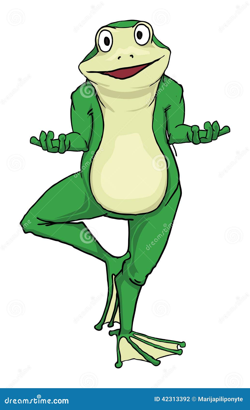 A Cheerful Toad Sitting On Slimy Grass Vector Illustration ...