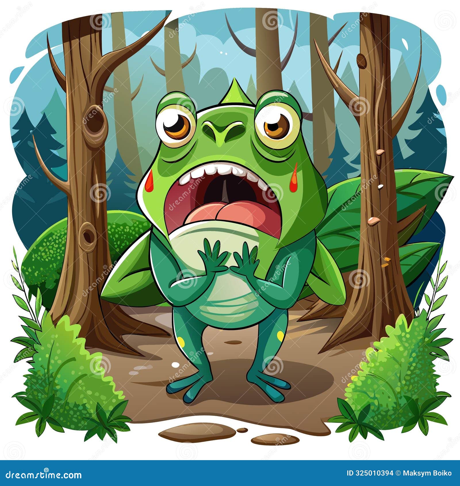Frog Harsh Cries Forest Vector Stock Illustration - Illustration of ...