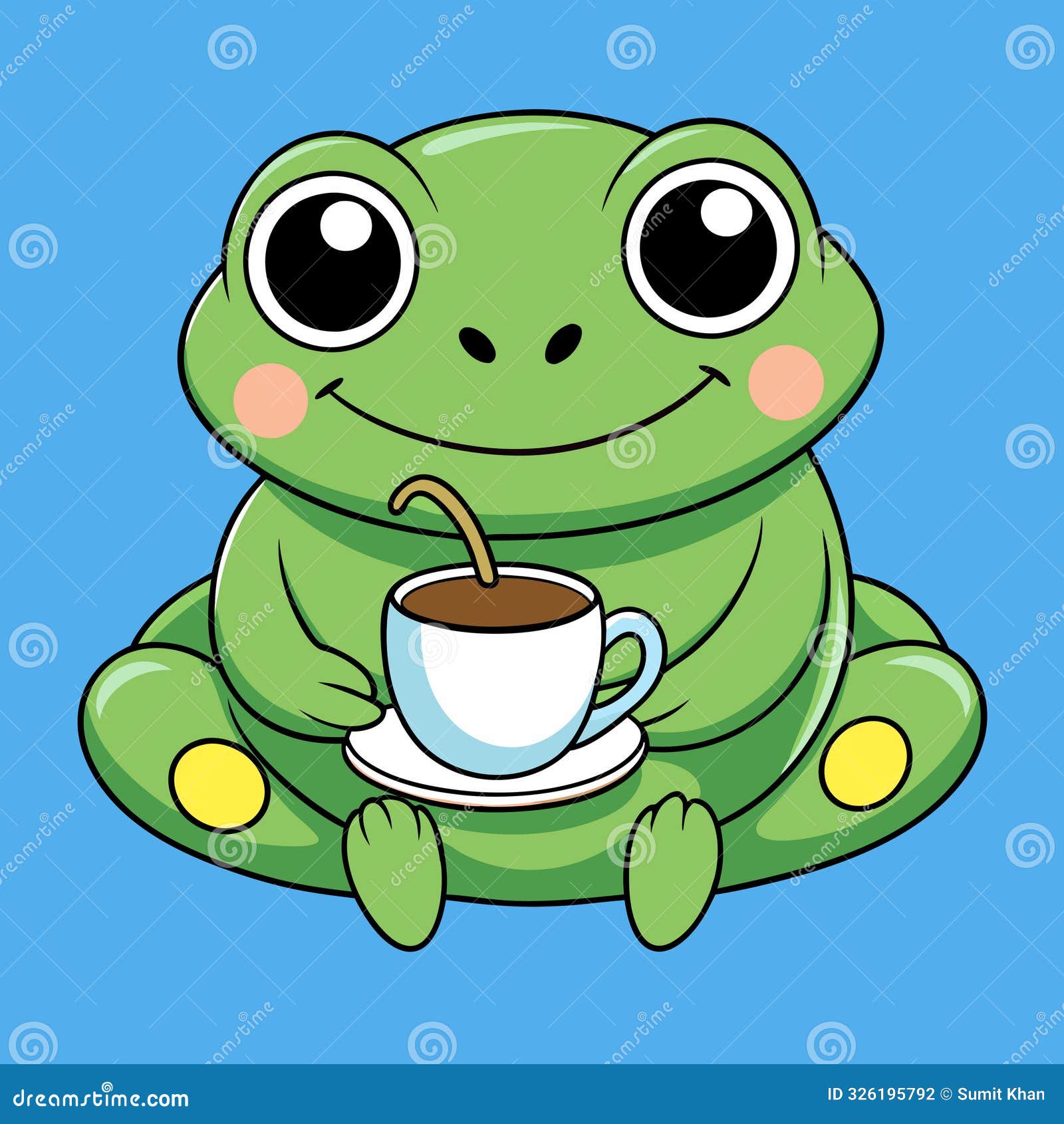 Frog Having Tea Vector Graphic Design Stock Illustration - Illustration ...