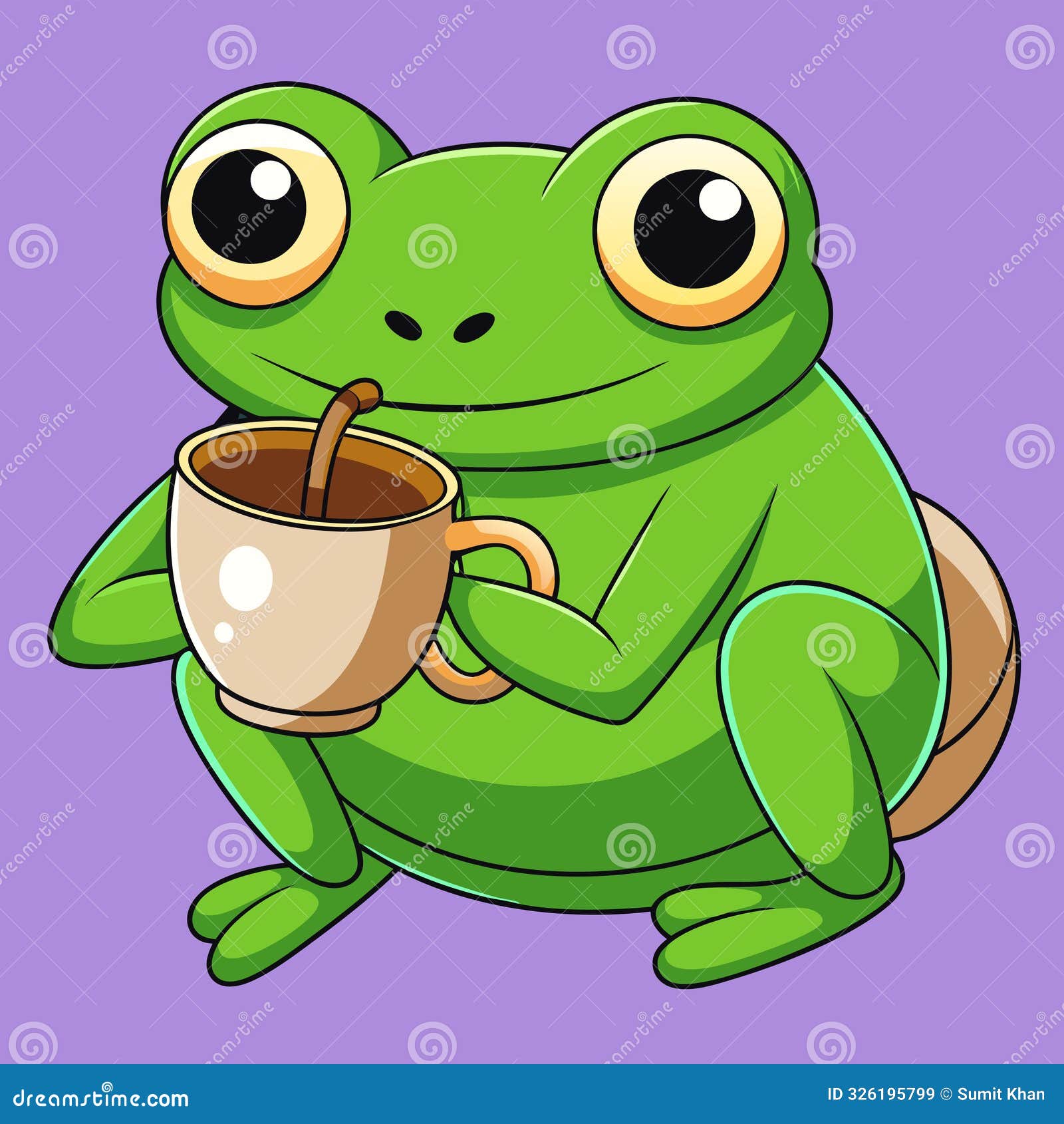 Frog Having Tea Vector Graphic Design Stock Illustration - Illustration ...