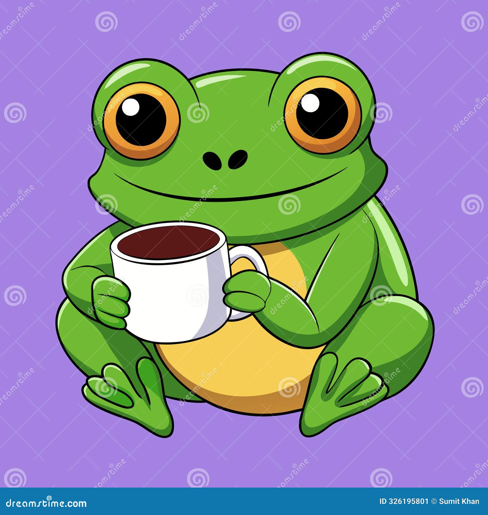 Frog Having Tea Vector Graphic Design Stock Illustration - Illustration ...