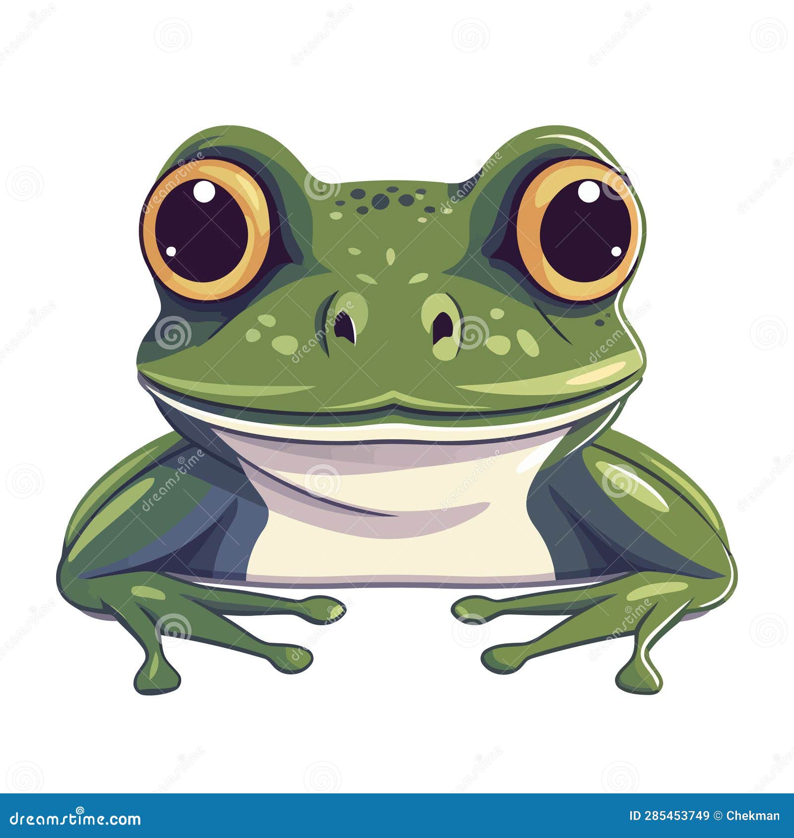 Frog Head Logo Design. Cute Frog Face Isolated Stock Illustration ...