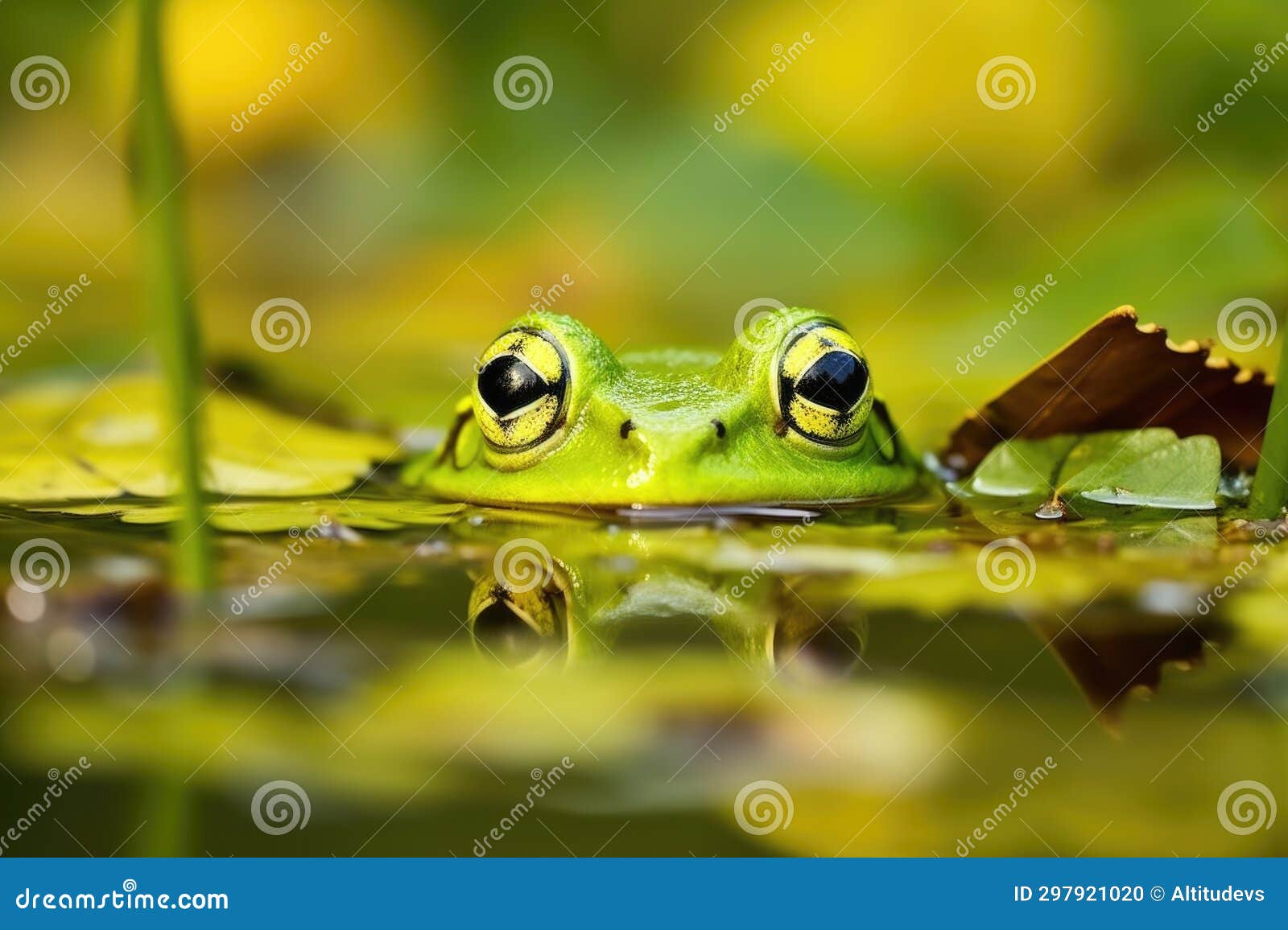 Frog in a Healthy, Algae Filled Pond Stock Photo - Image of amphibian ...