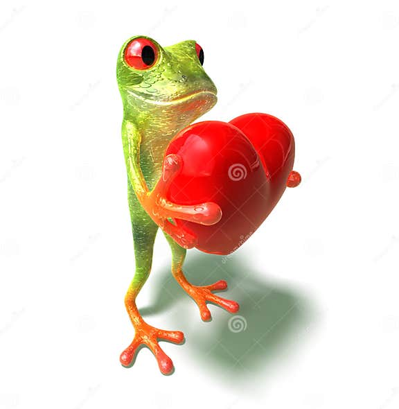 Frog with a heart stock illustration. Illustration of closeup - 3389959