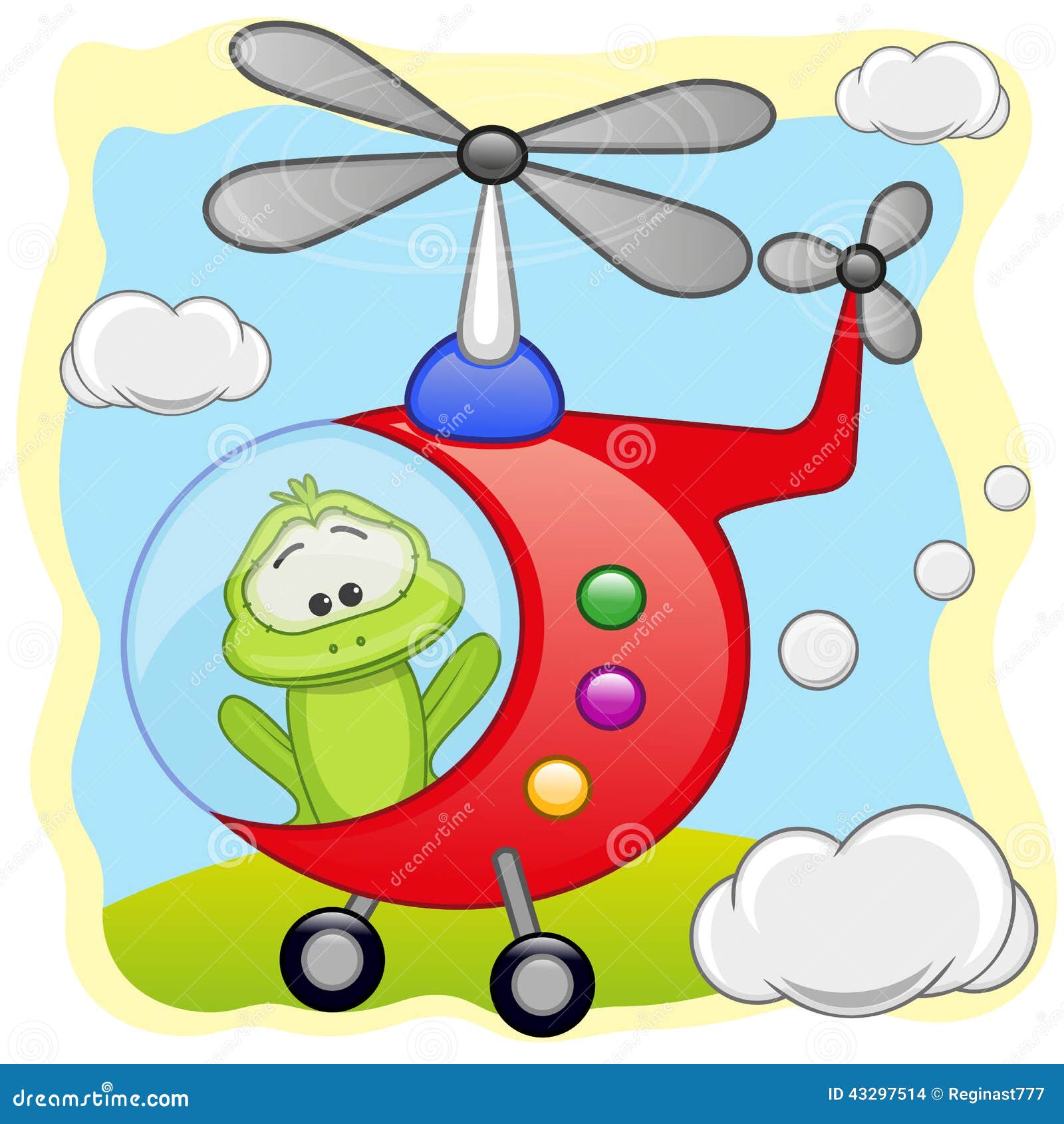 Frog in helicopter stock vector. Illustration of happiness - 43297514