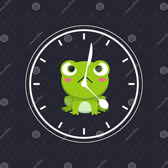 A Frog Image in a Wall Clock with Knife and Spoon As Indicator. Vector ...