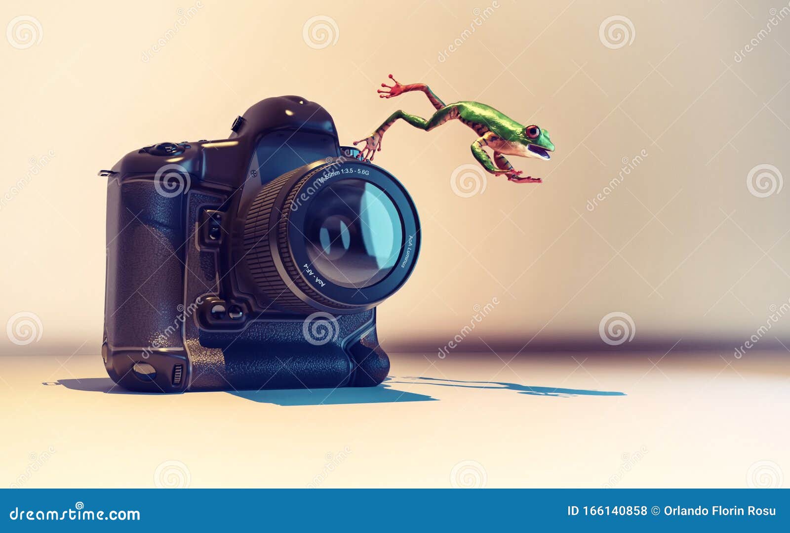 Camera frog jumping stock illustration. Illustration of animal - 166140858