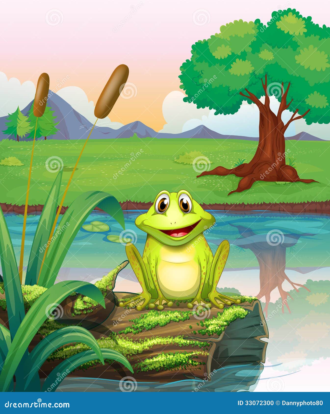 A frog at the lake stock vector. Illustration of cartoon - 33072300