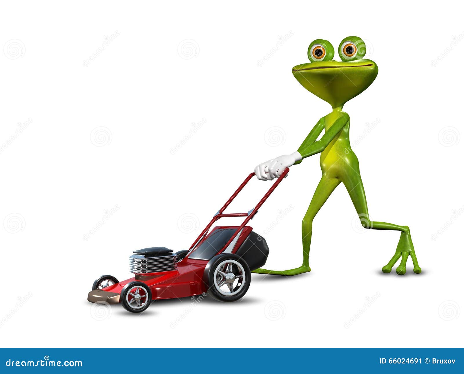 Frog with a lawn mower stock image. Illustration of motor - 66024691