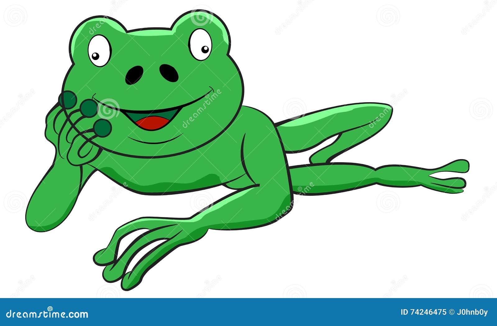 Frog Laying Down Preaching Flat Cartoon Green Friendly Reptile Animal ...