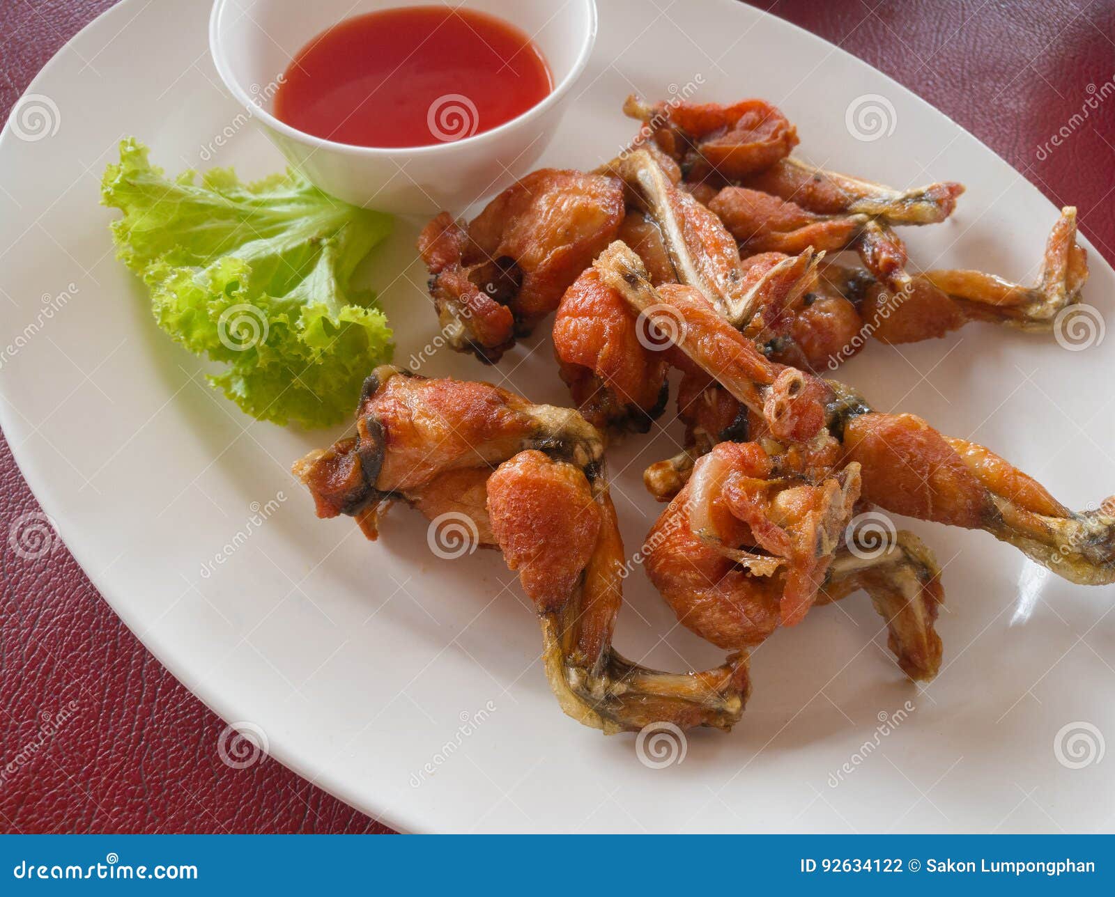 Frog leg fried fish sauce stock photo. Image of thai - 92634122