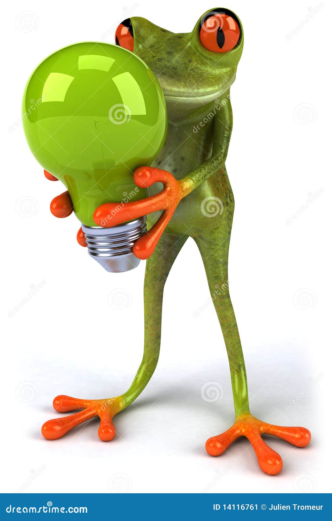 Frog with a light bulb stock illustration. Illustration of aqua - 14116761