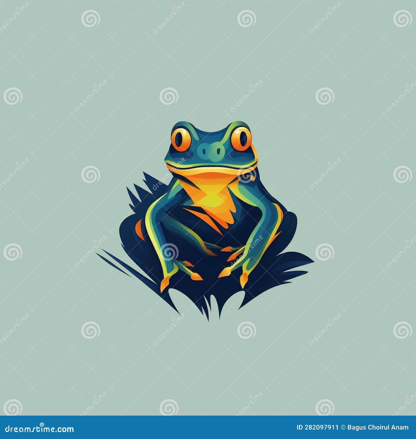 Frog logo Simple drawing stock illustration. Illustration of mammal ...