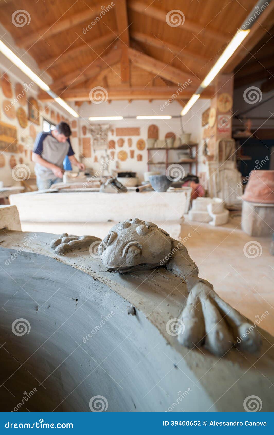 Frog made of fresh clay stock photo. Image of potters - 39400652