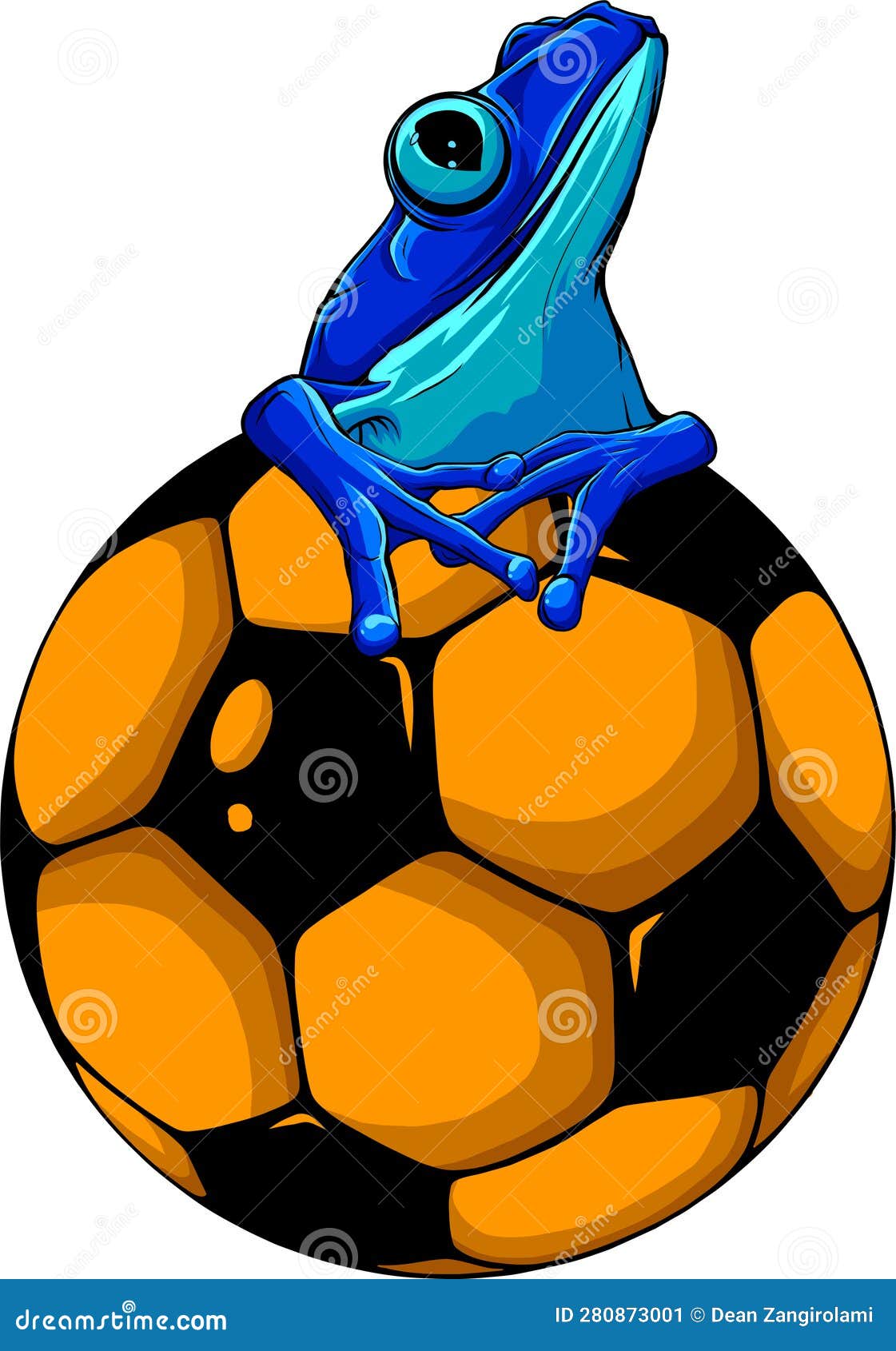 Vector Illustration Frog Mascotte on a Soccer Ball Stock Vector ...