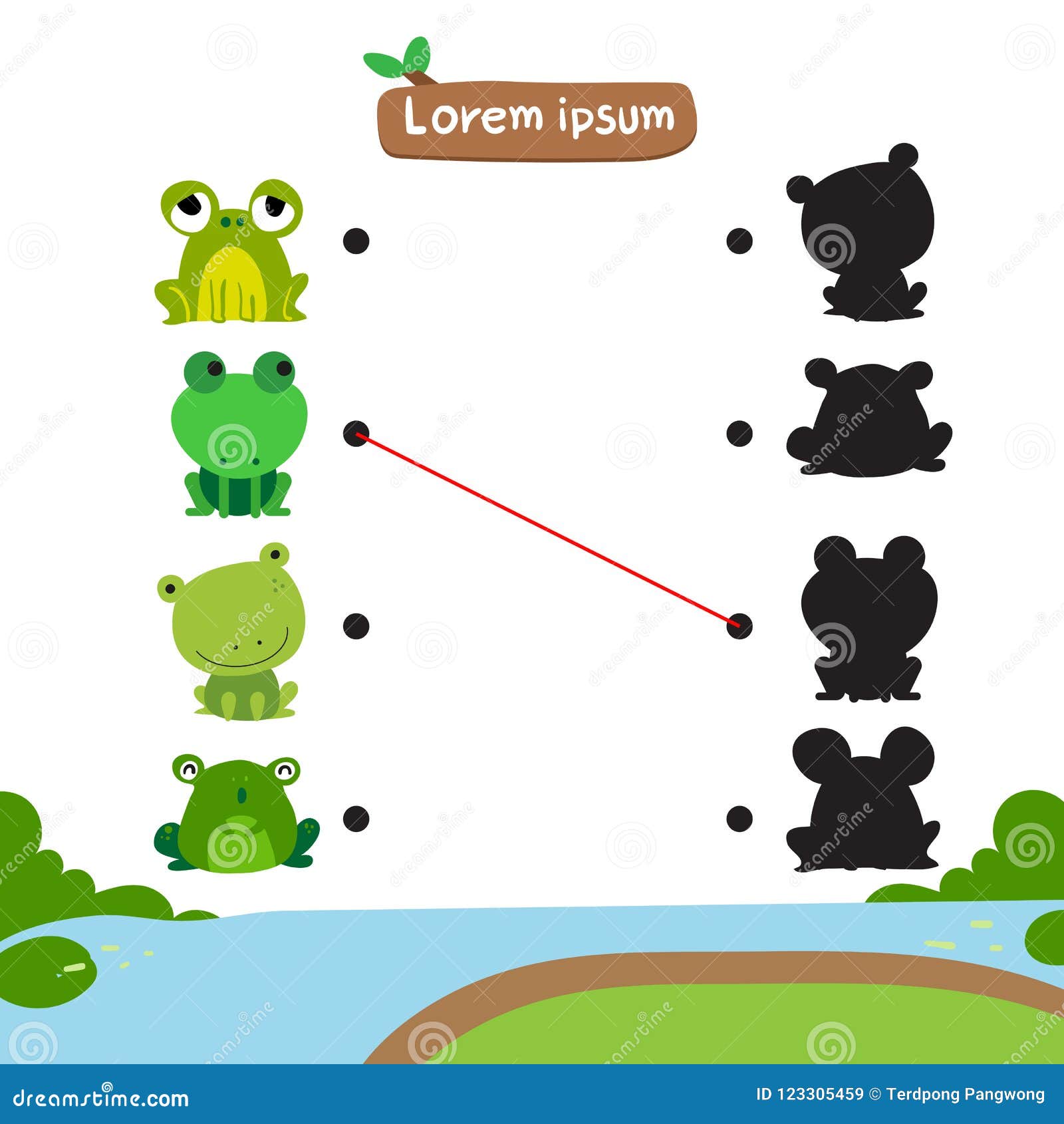 Frog Matching Game Vector Design Stock Vector - Illustration of draw ...
