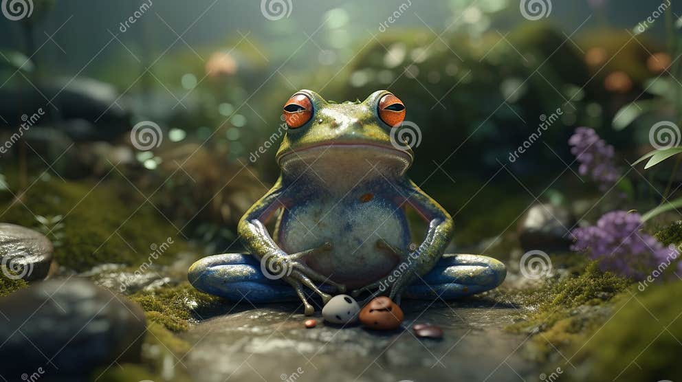 Frog Meditation, Chakras. Generative Ai Stock Photo - Image of nature, jungle: 290081036