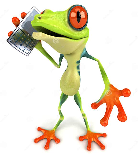 Frog with a mobile phone stock illustration. Illustration of toad ...