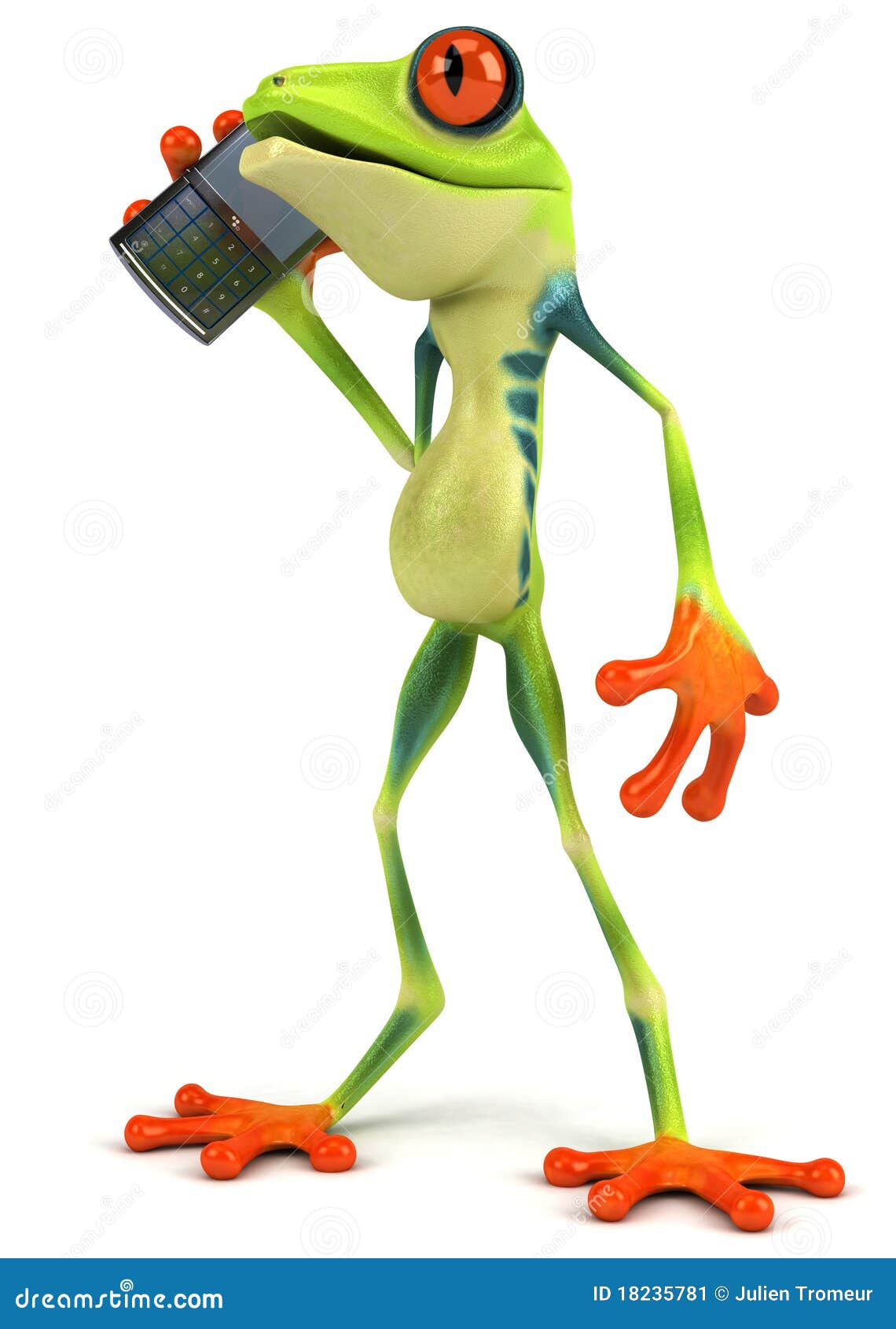 Frog with a mobile phone stock illustration. Illustration of frog ...