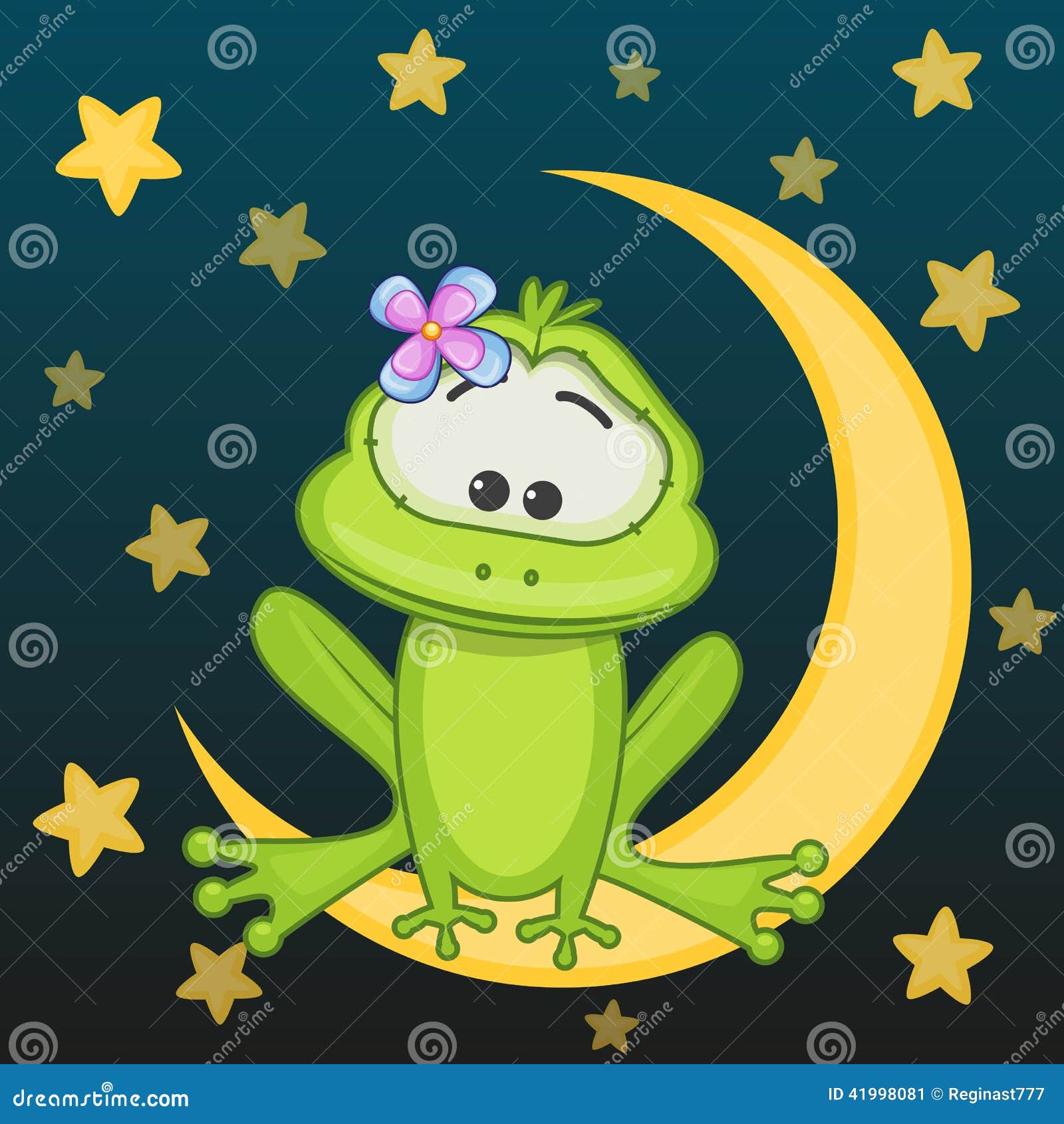Frog on the moon stock vector. Illustration of frog, happiness - 41998081