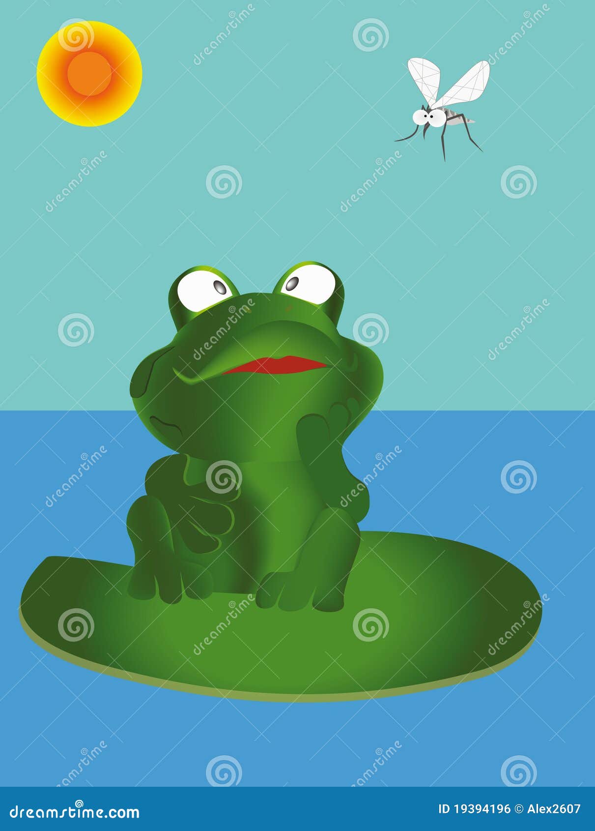 Frog and mosquito stock vector. Illustration of animal - 19394196