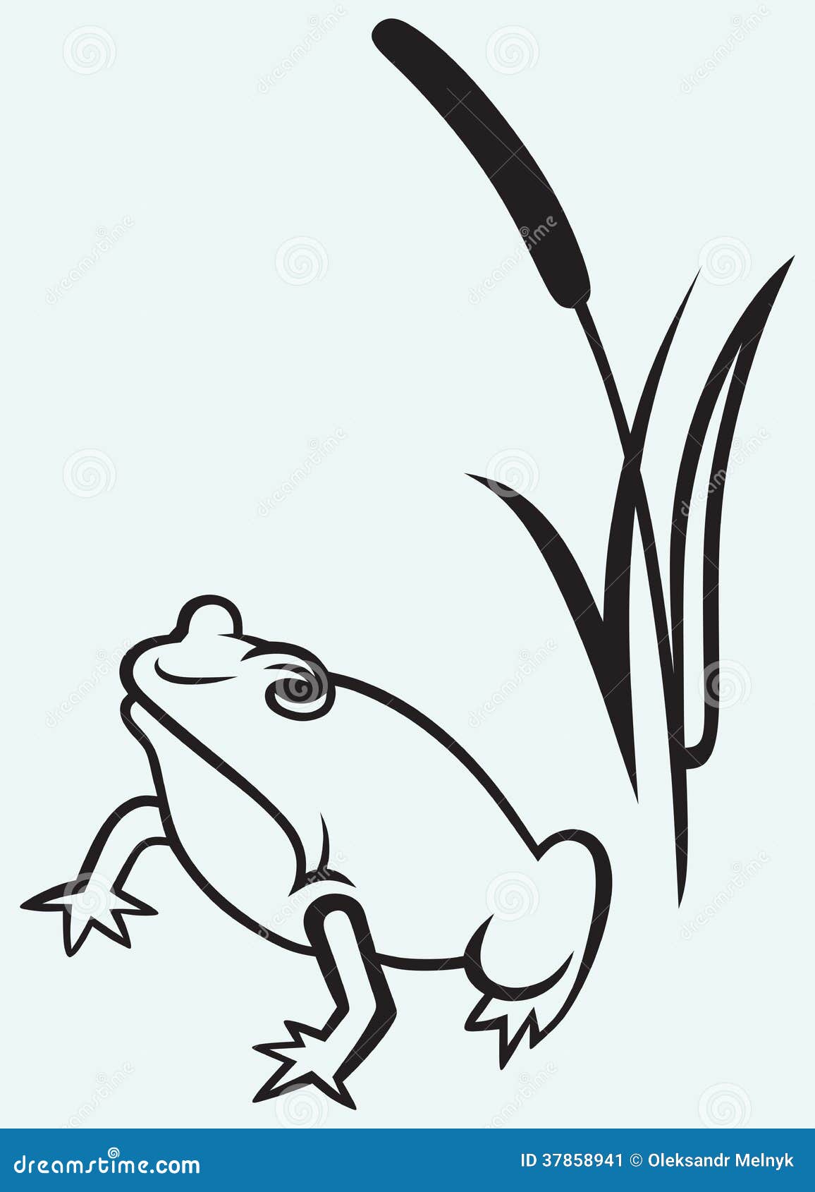 Frog near reed stock vector. Illustration of cute, cane - 37858941
