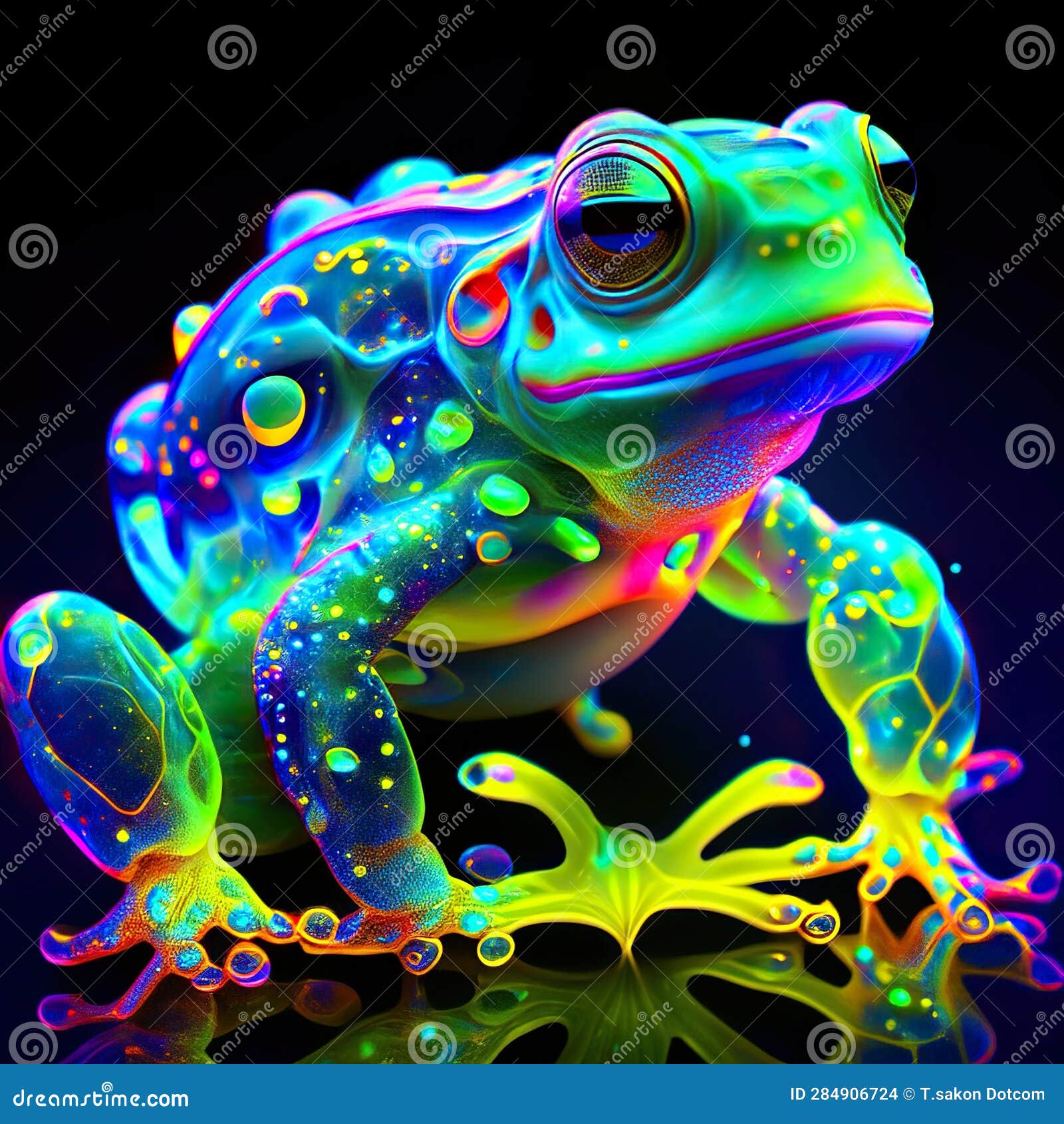 Frog in Neon Light. 3d Rendering. Computer Digital Drawing Stock ...