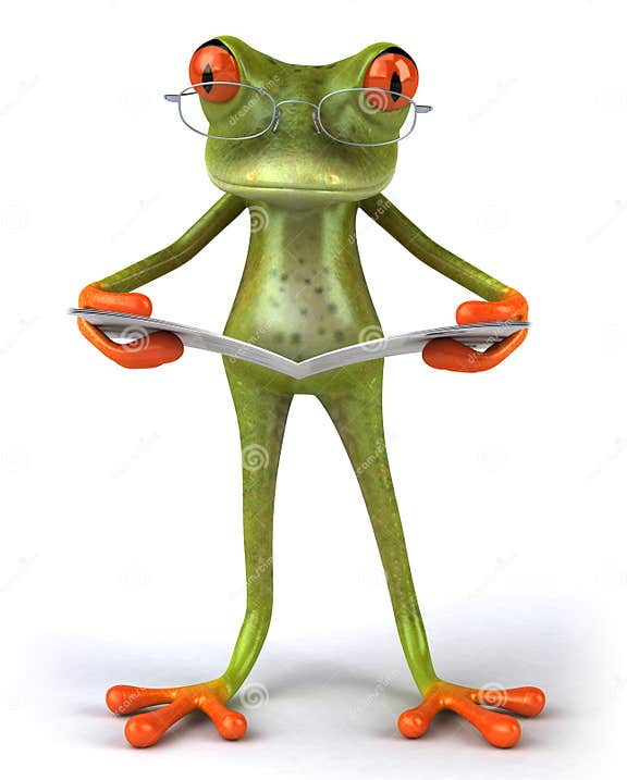 Frog with a newspaper stock illustration. Illustration of newspaper ...
