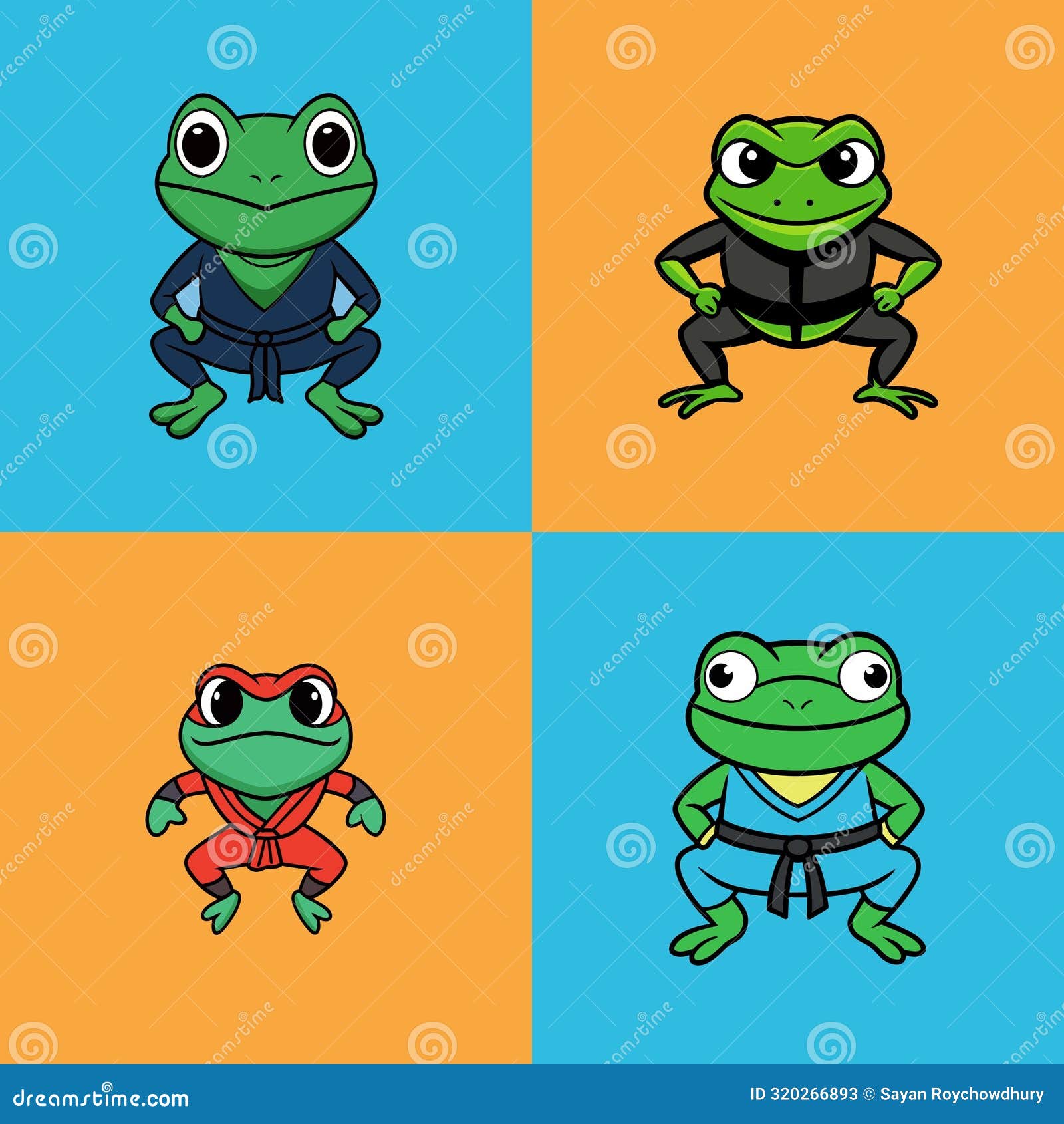 Frog ninja style vector stock vector. Illustration of happy - 320266893