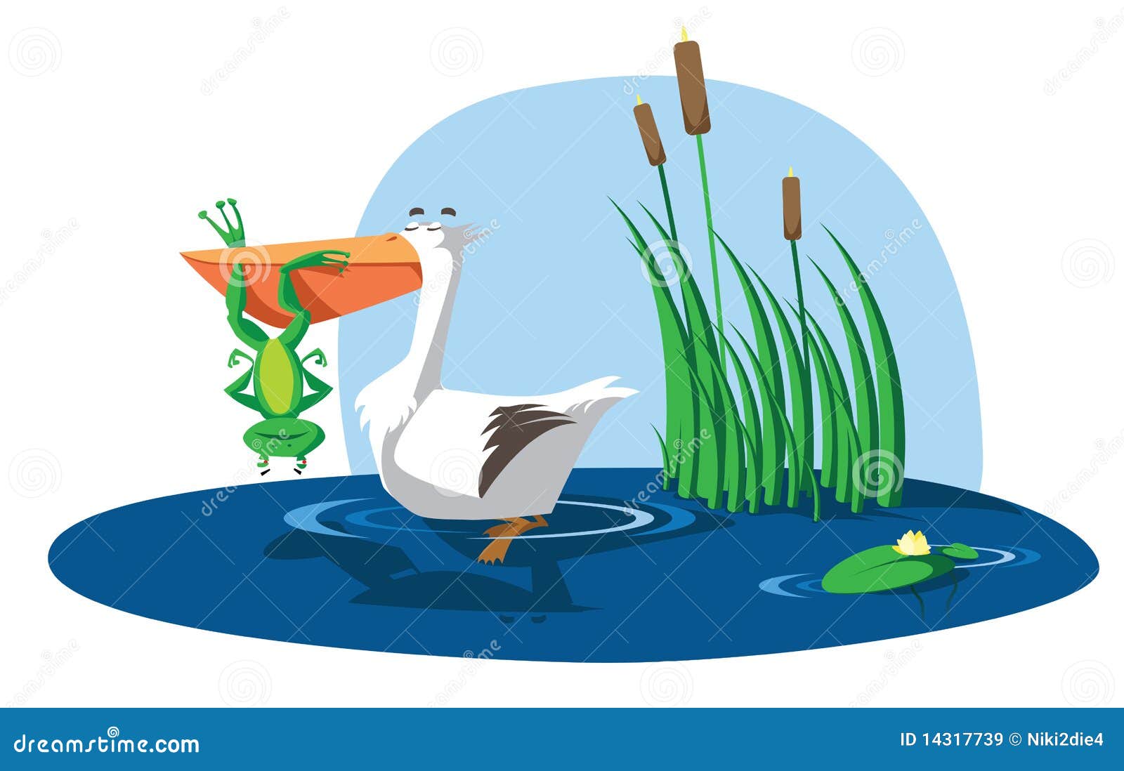 Frog and Pelican stock illustration. Illustration of vegetation - 14317739