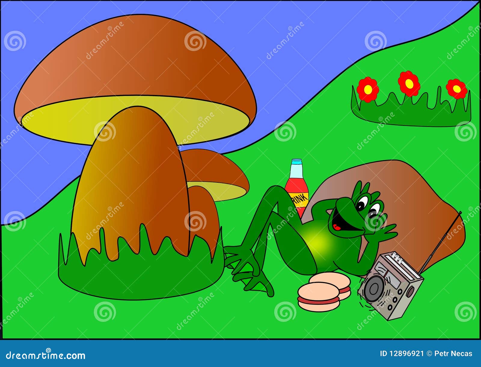 Frog on a picnic stock vector. Illustration of refreshment - 12896921