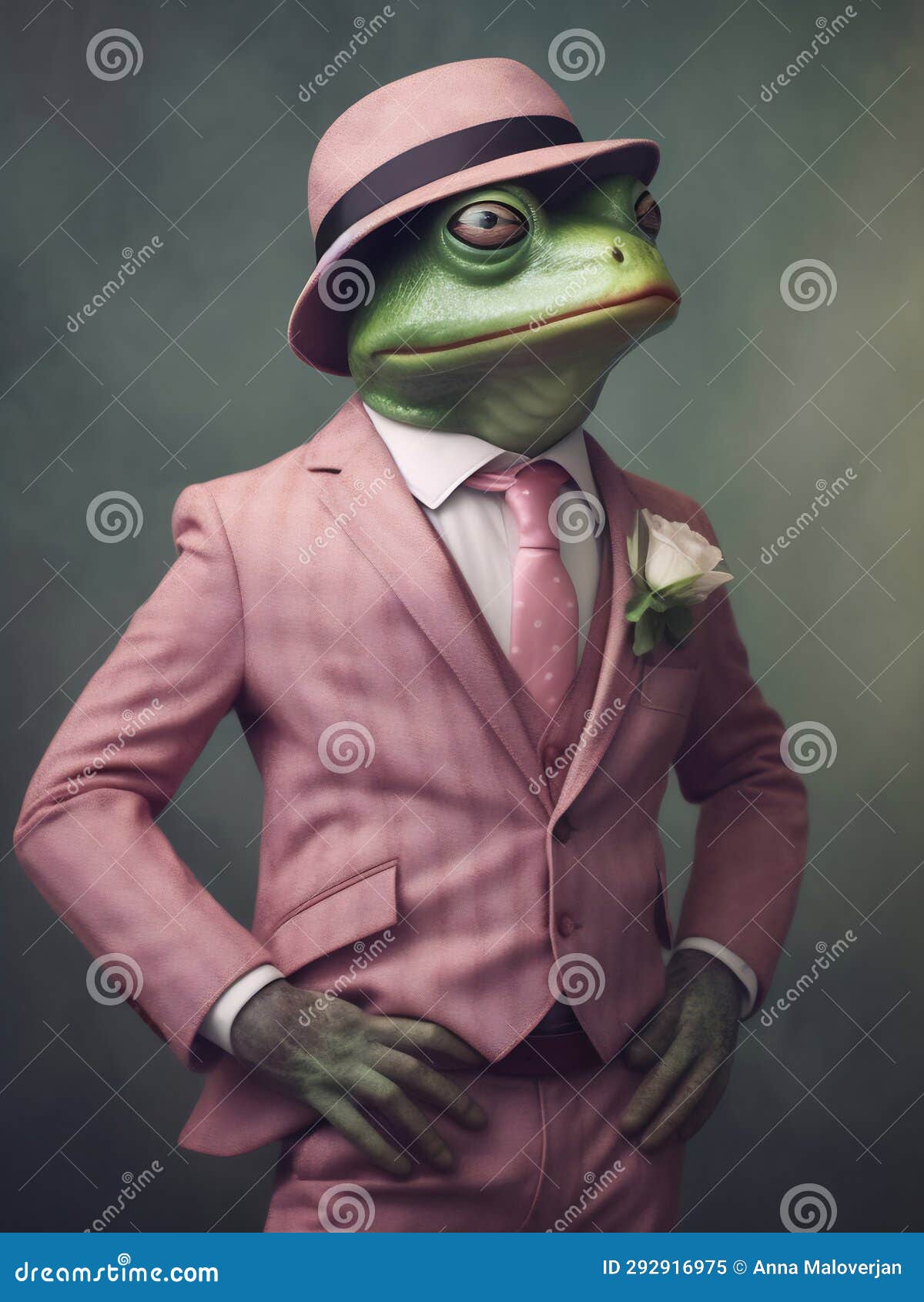 Frog in a Pink Jacket and Tie. Dressed and Standing Like a Businessman ...