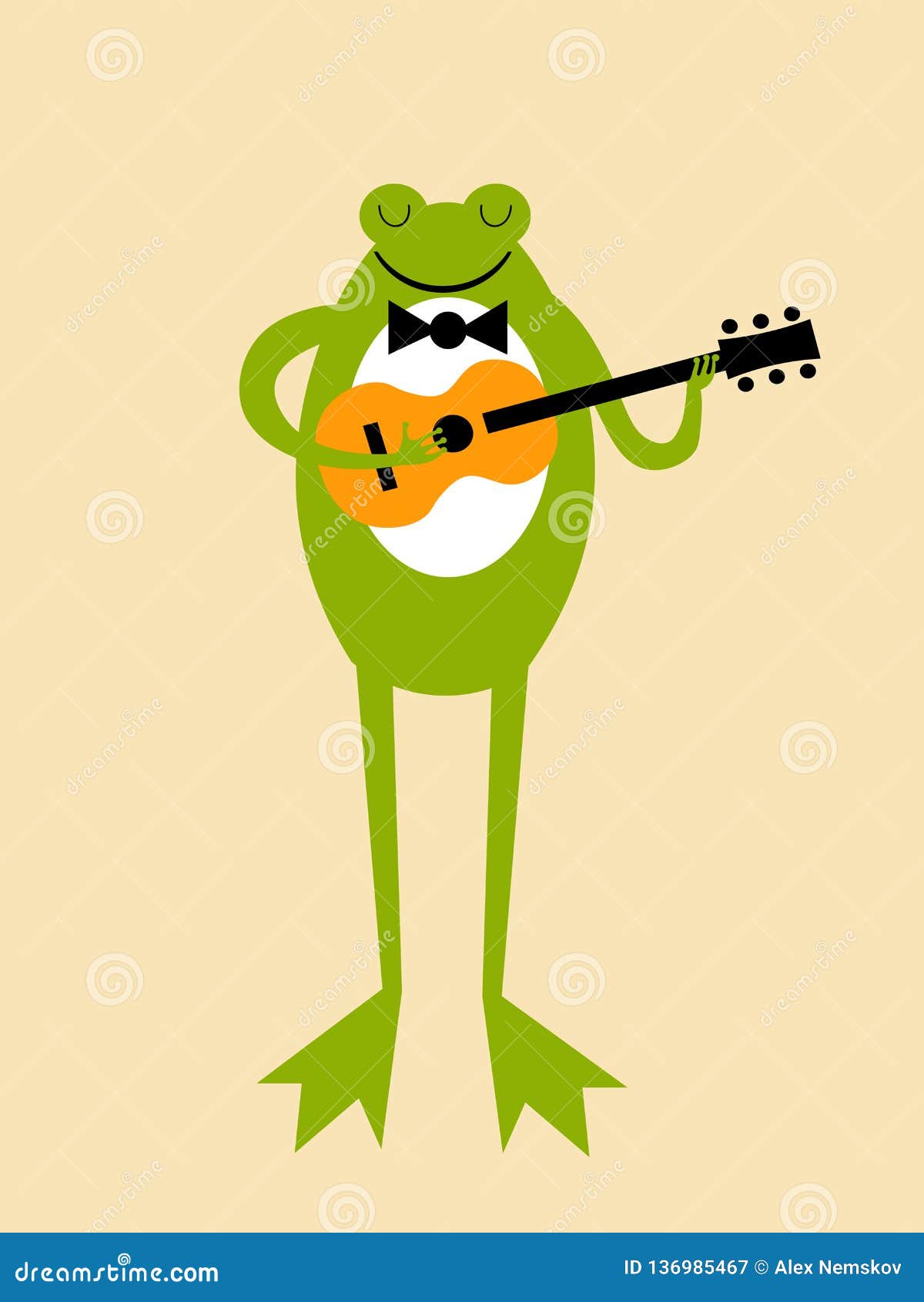 A Frog Playing Guitar, Vector Illustration. Humanized Musician Frog ...