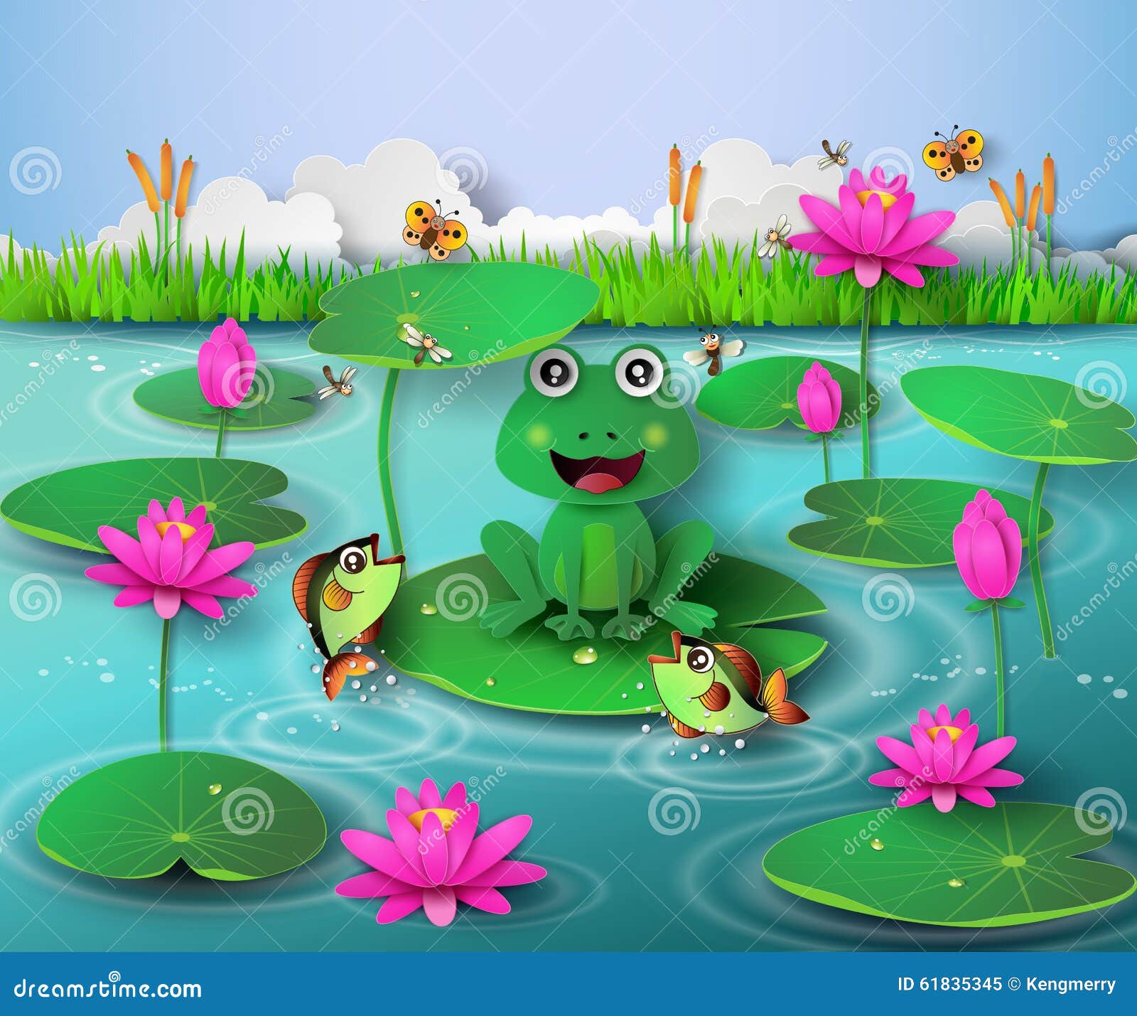 Frog On The Pond Cartoon Vector | CartoonDealer.com #72885507 Frog On The Pond Cartoon Vector | CartoonDealer.com #72885507