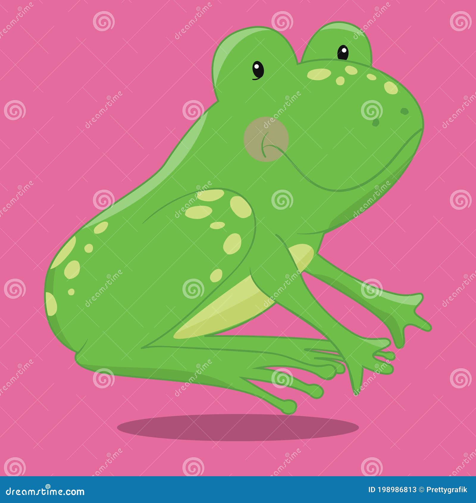 Frog In The Pond Vector Illustration. Cute Frog Cartoon Character ...