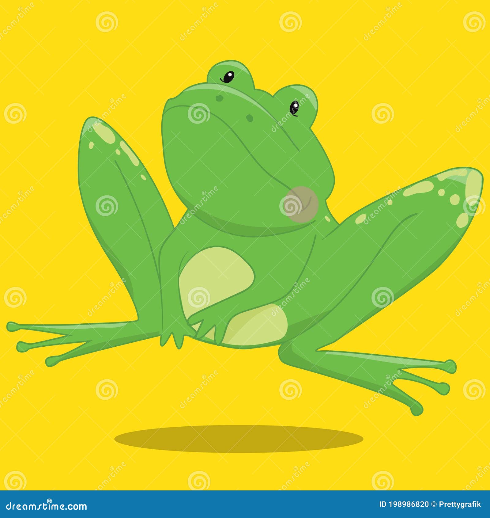 Frog In The Pond Vector Illustration. Cute Frog Cartoon Character ...