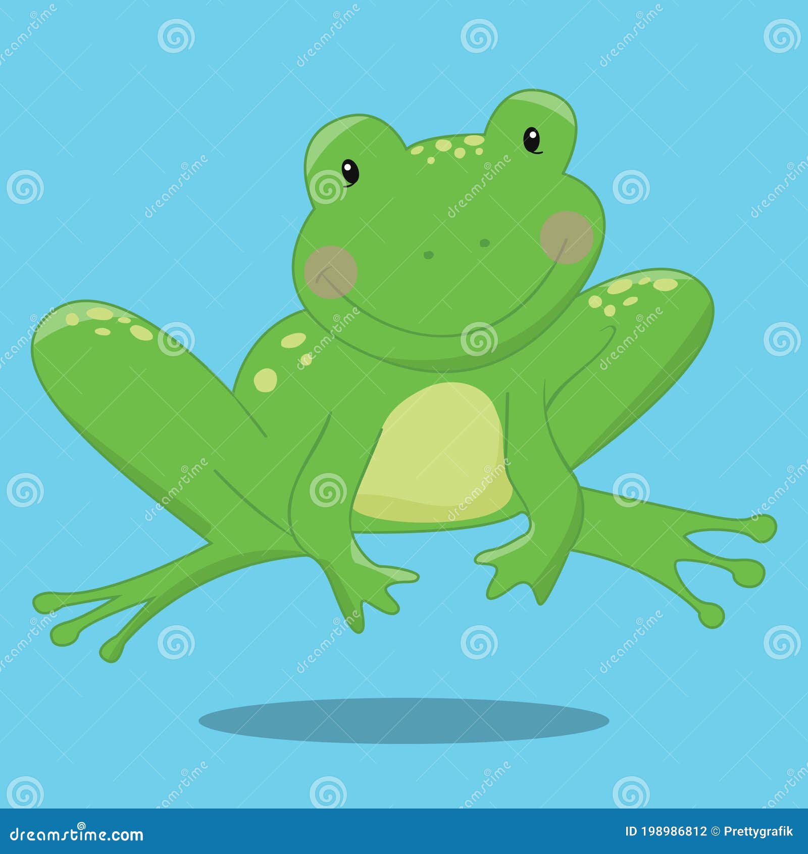 Frog In The Pond Vector Illustration. Cute Frog Cartoon Character ...