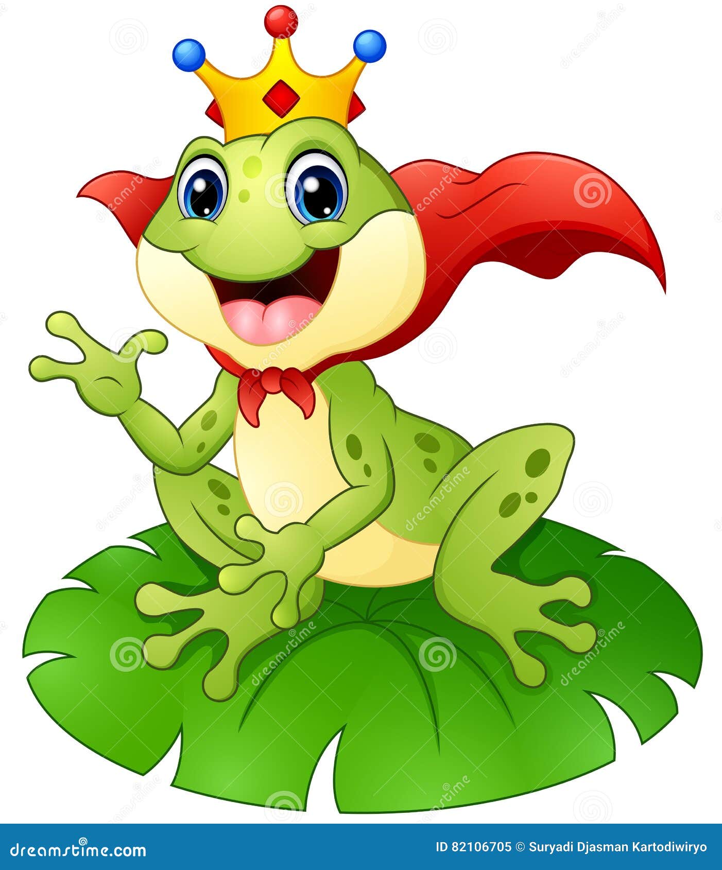 Frog Prince Cartoon on Water Lily Leaf Stock Vector - Illustration of ...