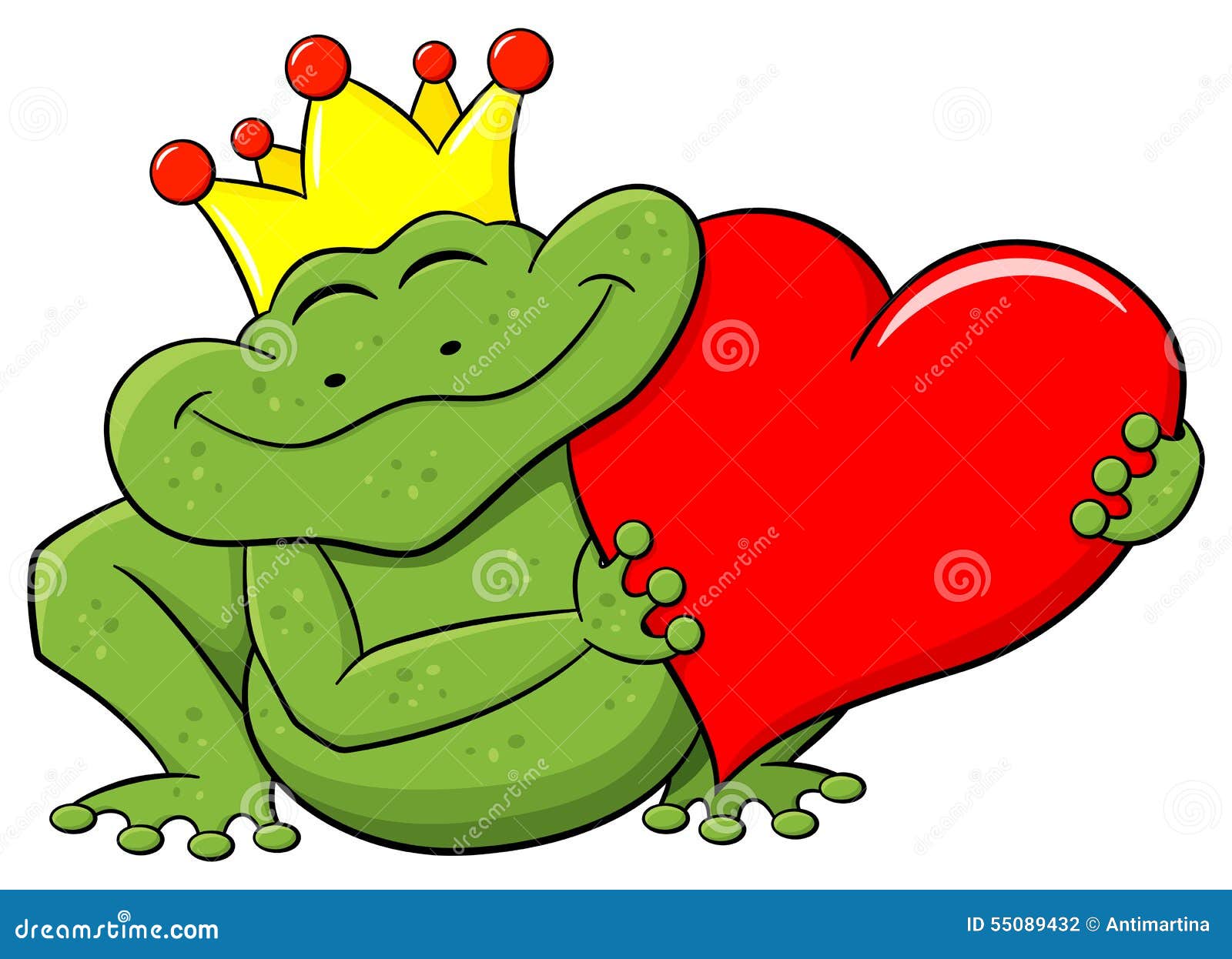 Frog Prince Holding a Red Heart Stock Vector - Illustration of heart ...