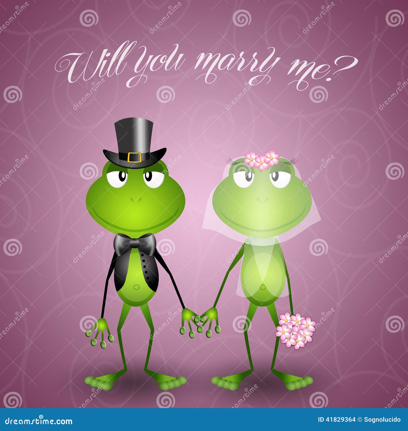 Frog proposes marriage stock illustration. Illustration of marry - 41829364