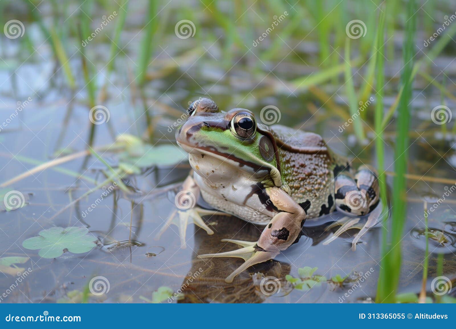 Frog with Puffed Cheeks beside a Pond Stock Image - Image of wildlife ...